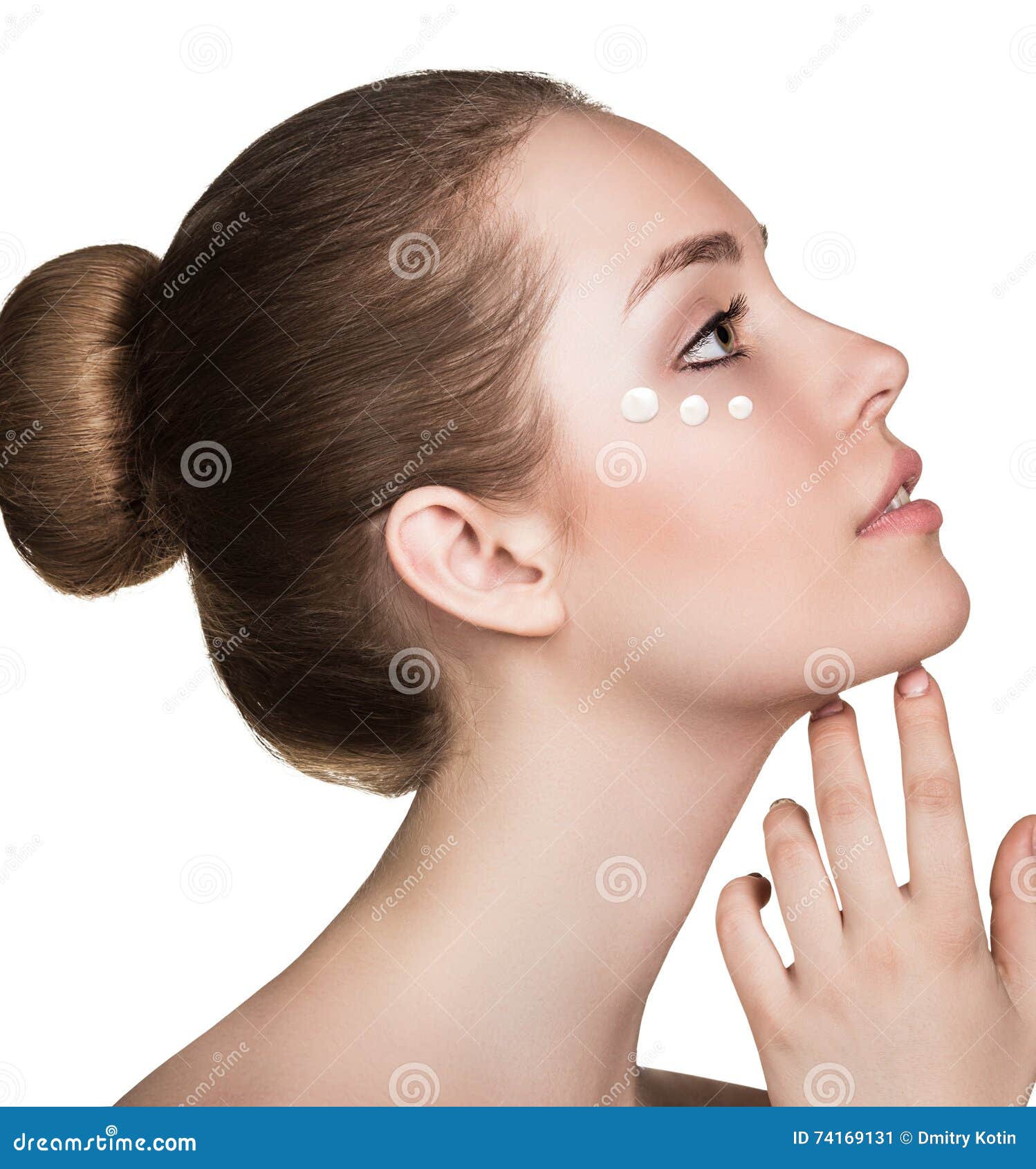 Beautiful Model Applying Cream on Face Stock Image - Image of face ...