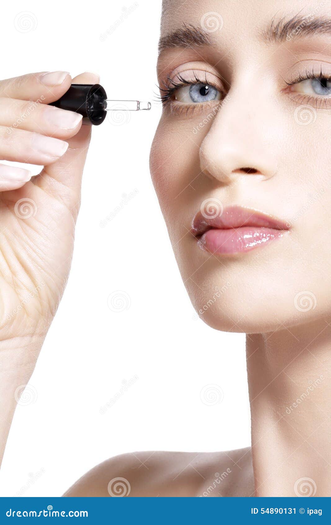 Beautiful Model Applying a Skin Serum Treatment Stock Image - Image of ...