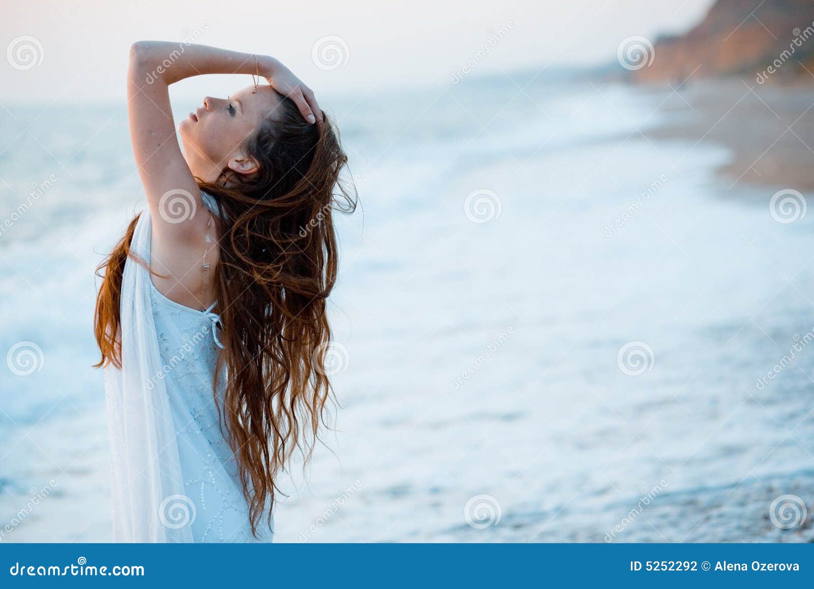 Beautiful Model on Beach at Sunset Stock Photo - Image of cold, glamour ...