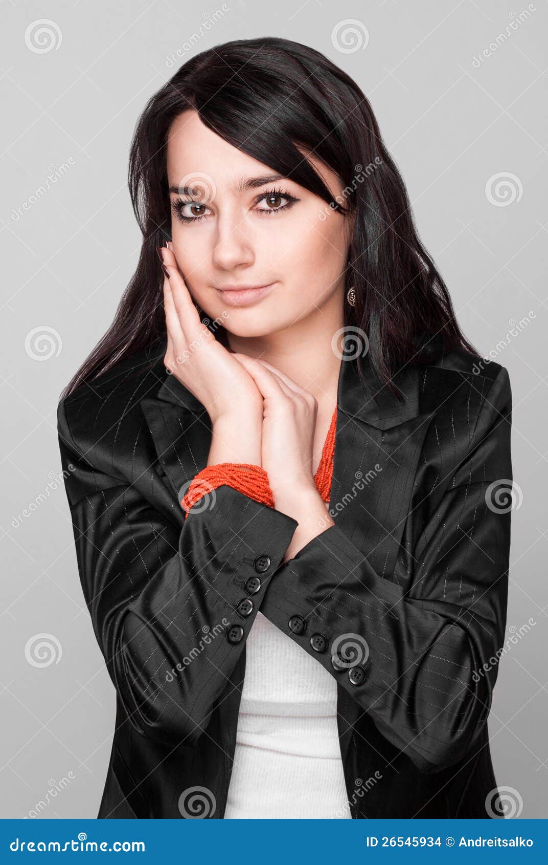 Beautiful Model in Black on White Background Stock Photo - Image of ...