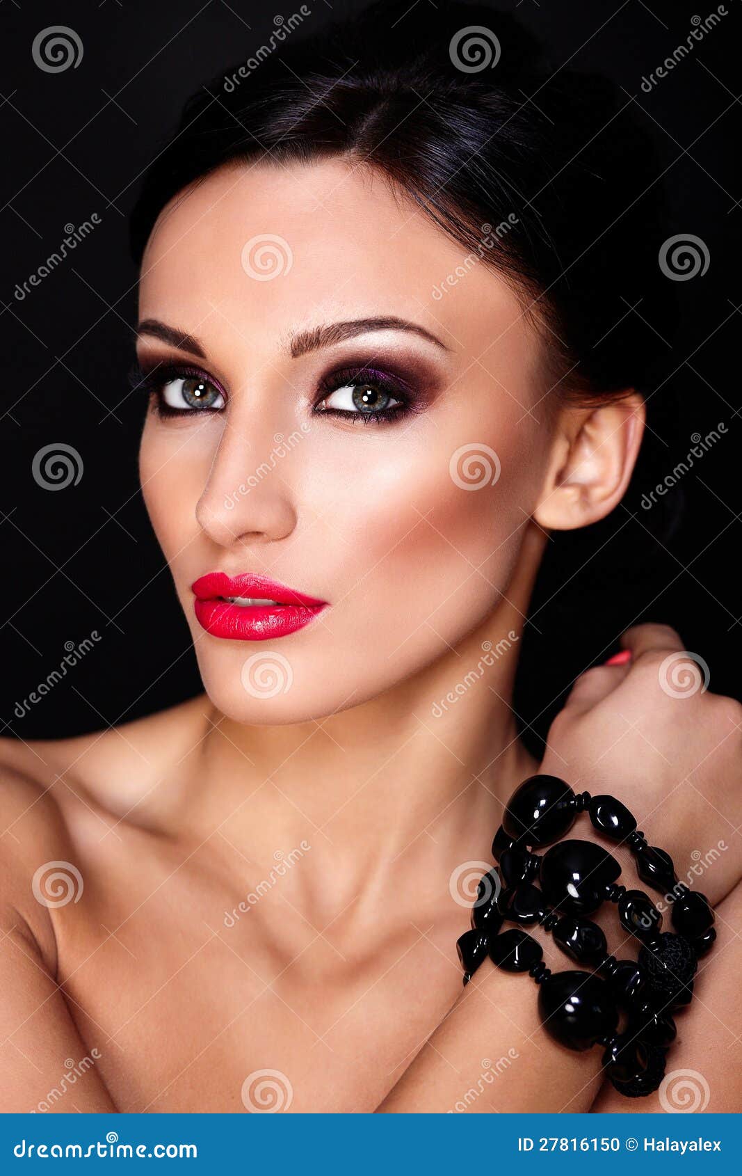 Beautiful Model with Bright Makeup Stock Photo - Image of glance ...