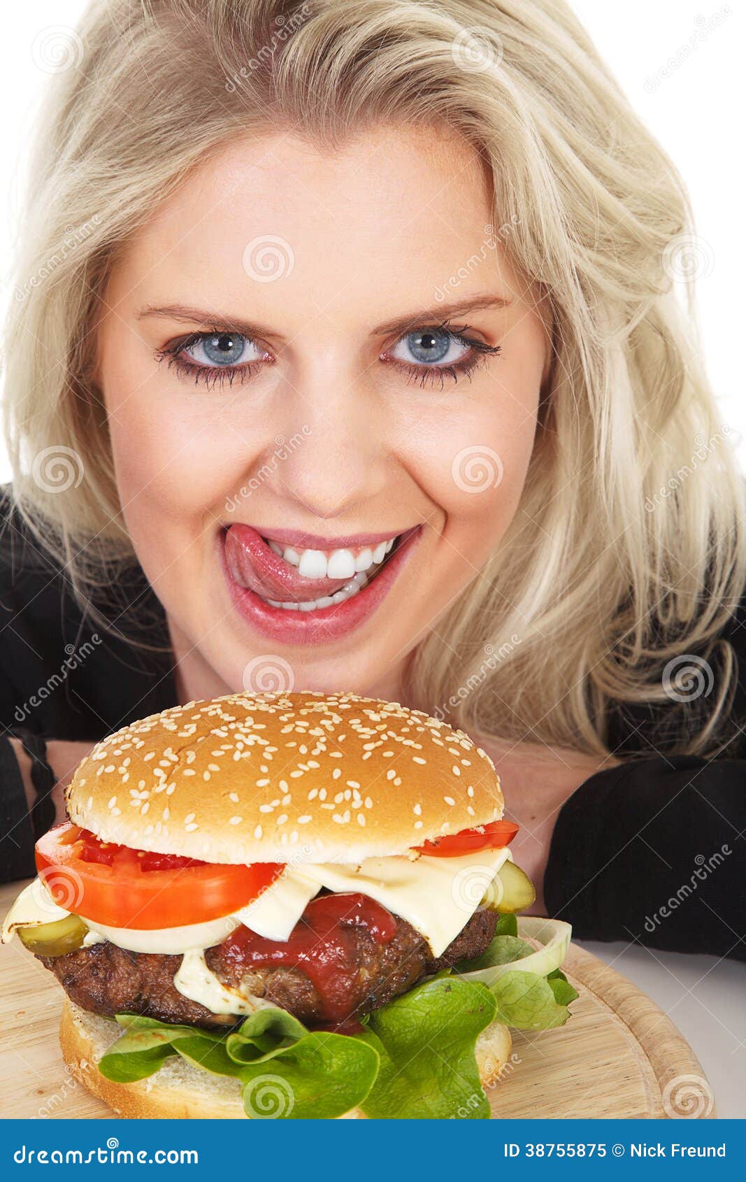Beautiful Model with Burger Stock Image - Image of hungry, diet: 38755875