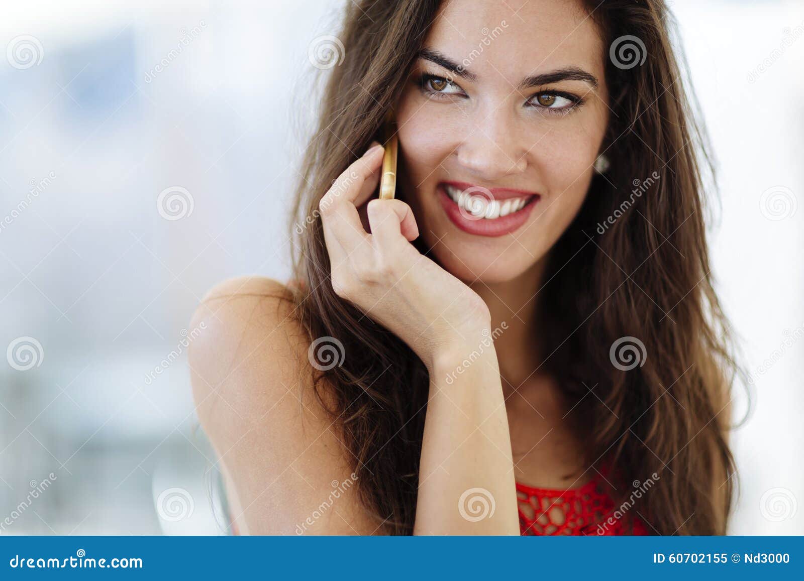 Beautiful Model Calling on Phone Stock Image - Image of beauty, casual ...