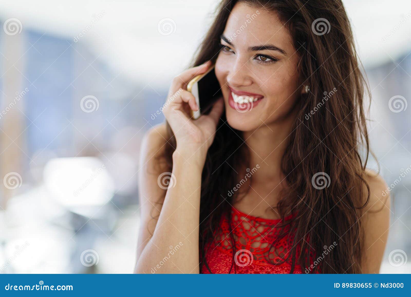 Beautiful Model Calling on Phone Stock Image - Image of glamour ...