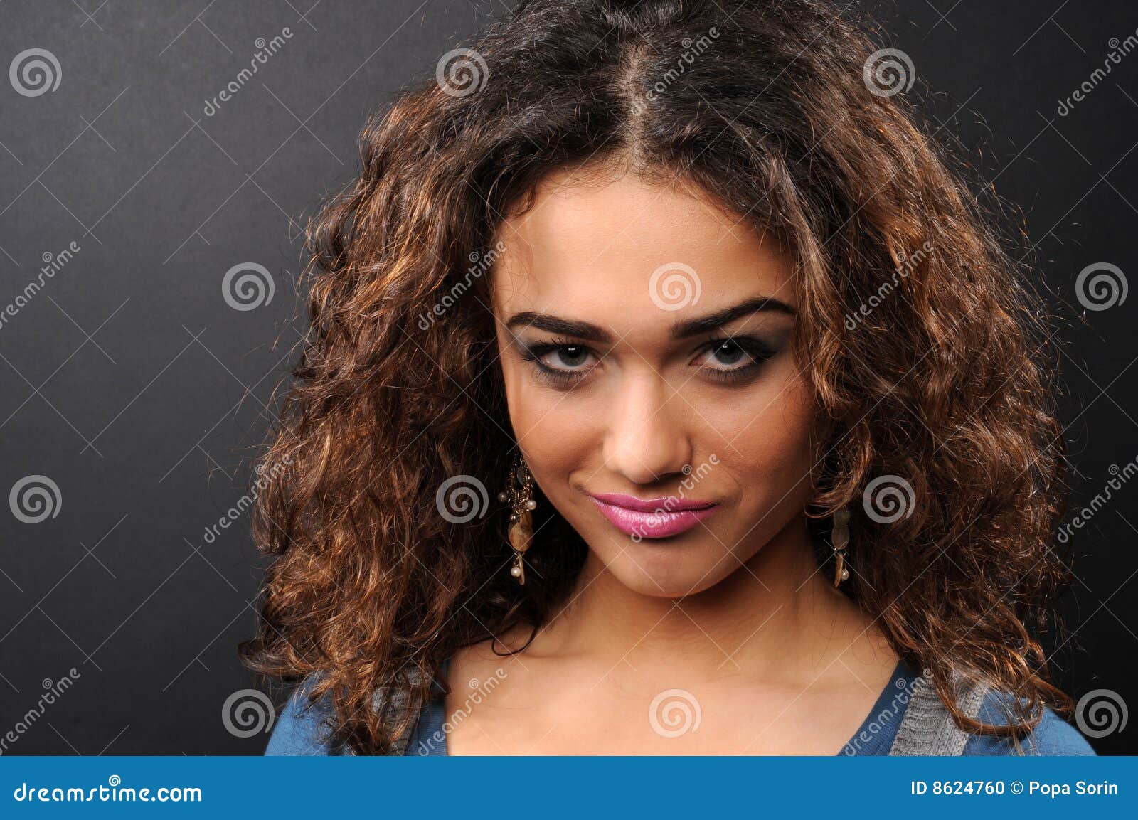 Beautiful Model with Curly Hair Stock Photo - Image of head, face: 8624760
