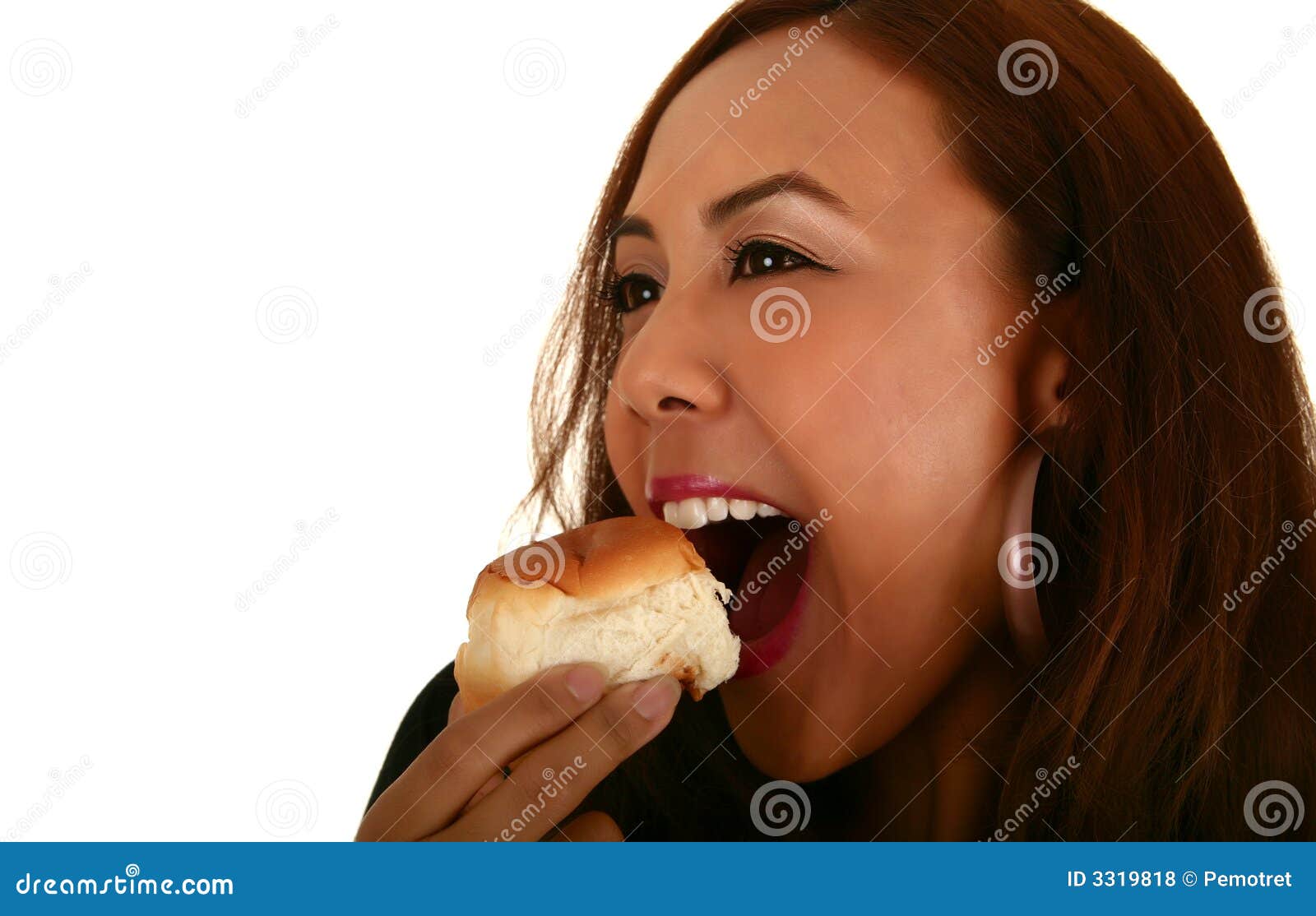 Beautiful Model Eat Bread stock photo. Image of cute, gorgeous - 3319818