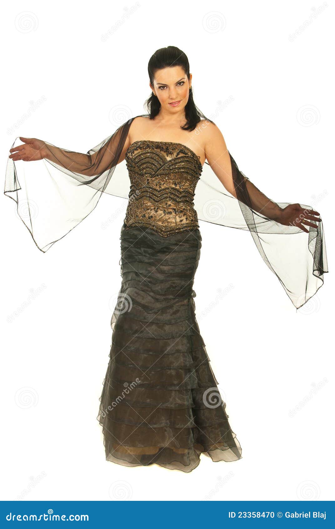 Beautiful Model In Elegant Long Dress Stock Photo - Image of satin ...
