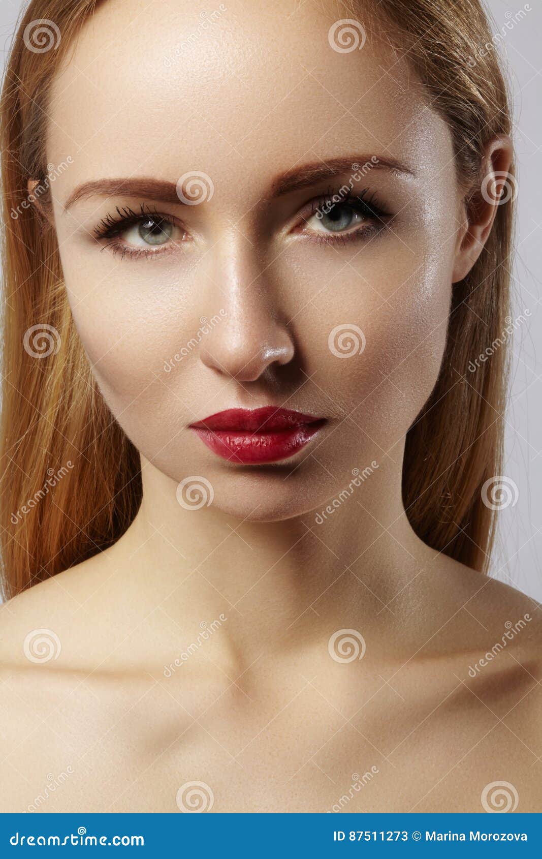 Beautiful Model With Fashion Make Up Close Up Portrait Woman With