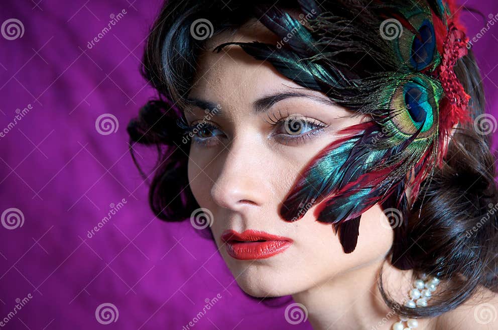 Beautiful Model with Feathers Stock Image - Image of model, style: 12355599