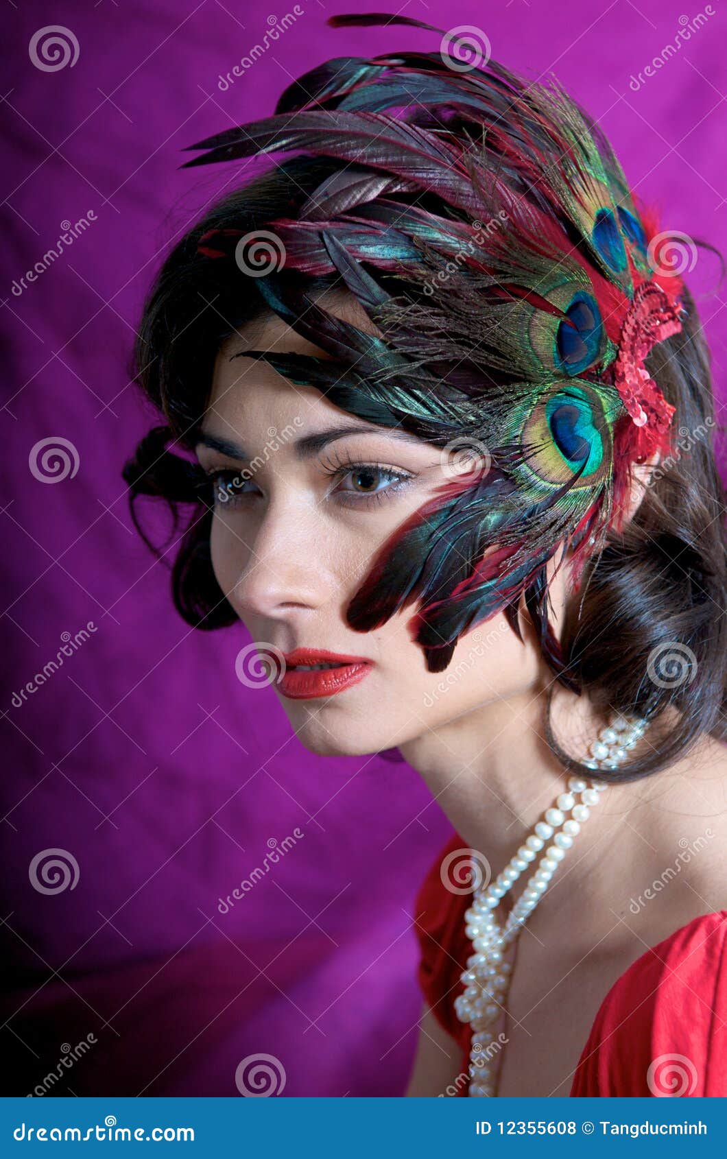 Beautiful Model with Feathers Stock Photo - Image of girl, black: 12355608