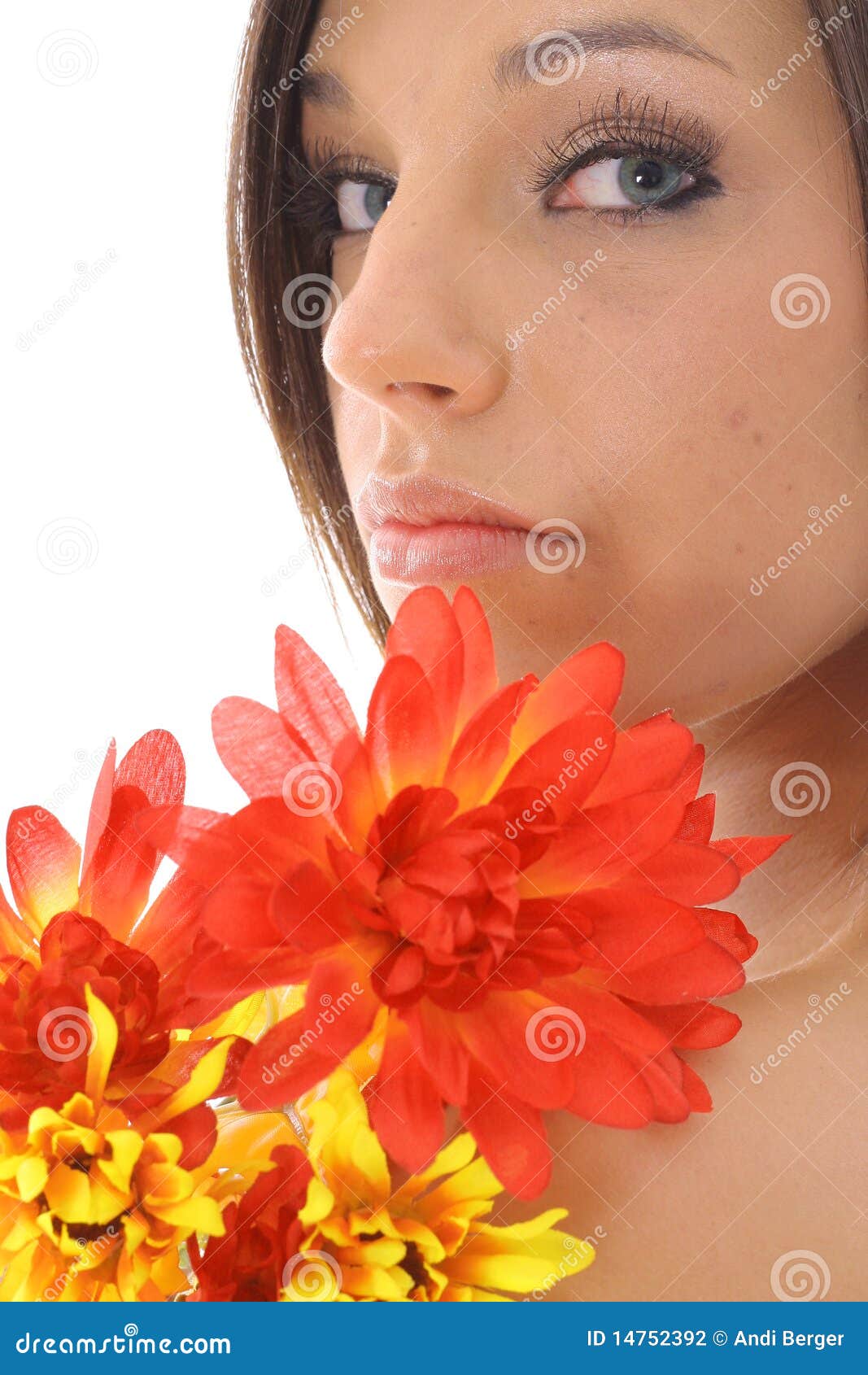 Beautiful Model with Flowers Stock Photo - Image of elegant, fingers ...