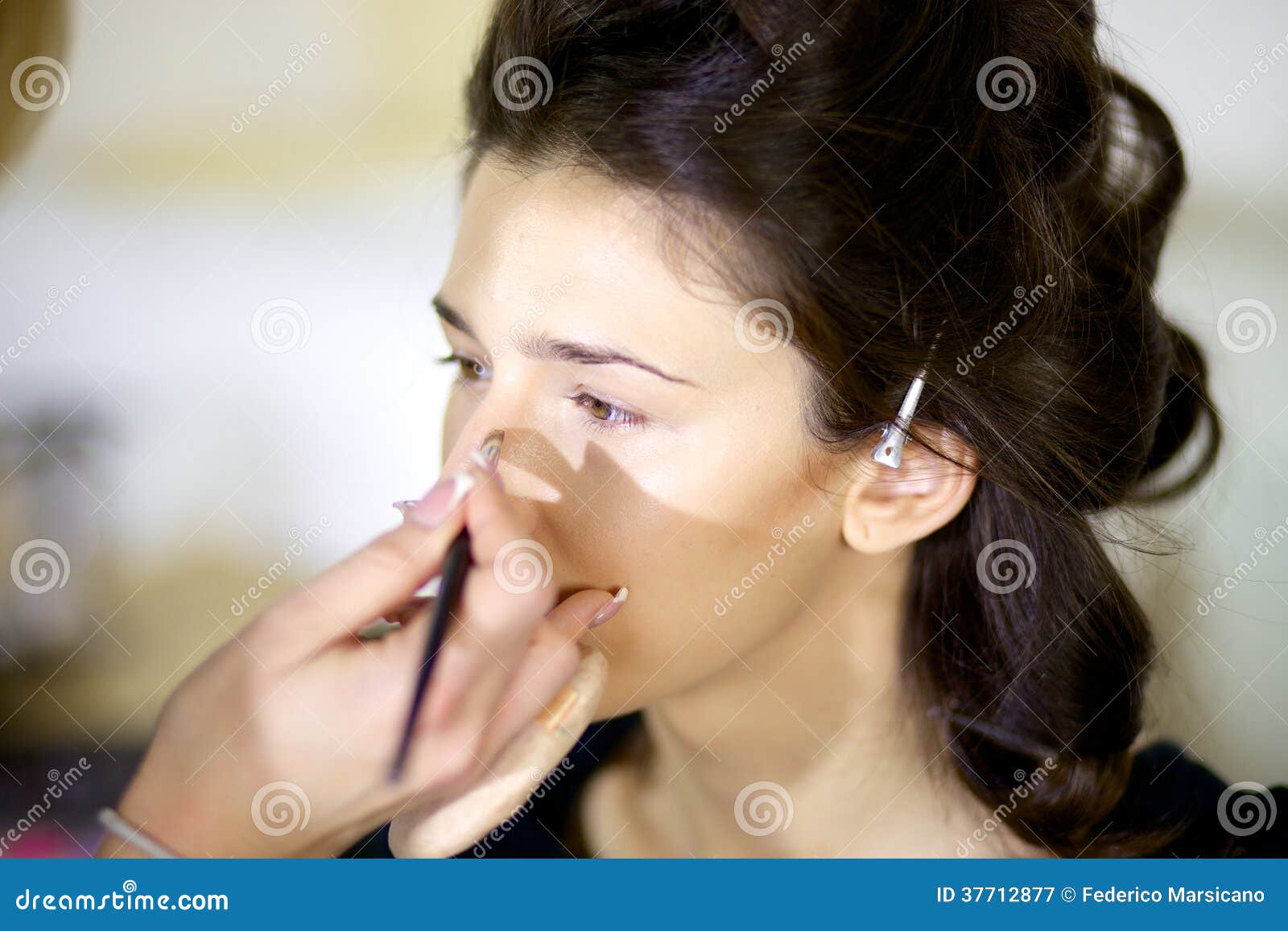 Beautiful Model Getting Makeup Stock Image - Image of model, face: 37712877