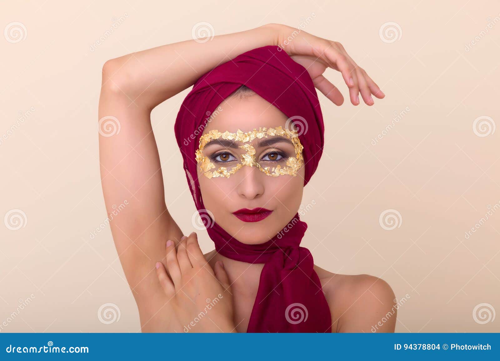 Beautiful Model with Gold Leaf Make-up Stock Photo - Image of gilded ...