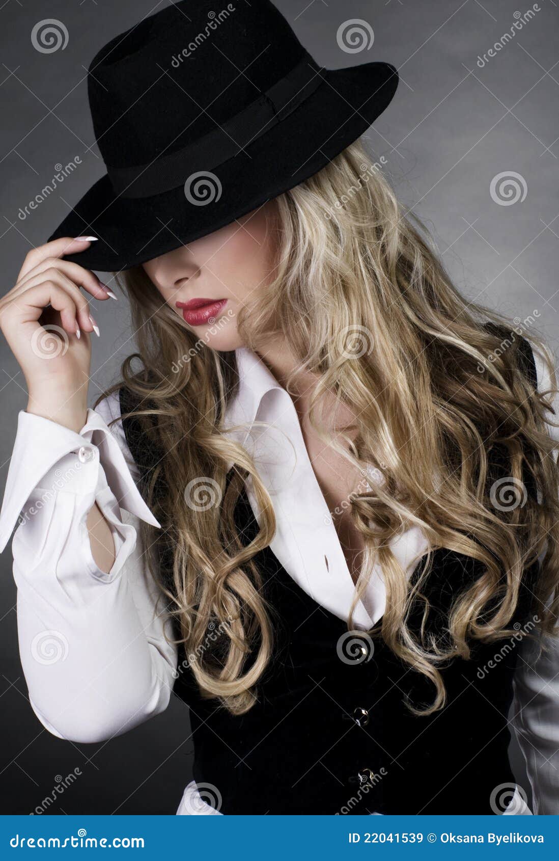 Beautiful model in hat stock image. Image of female, elegant - 22041539