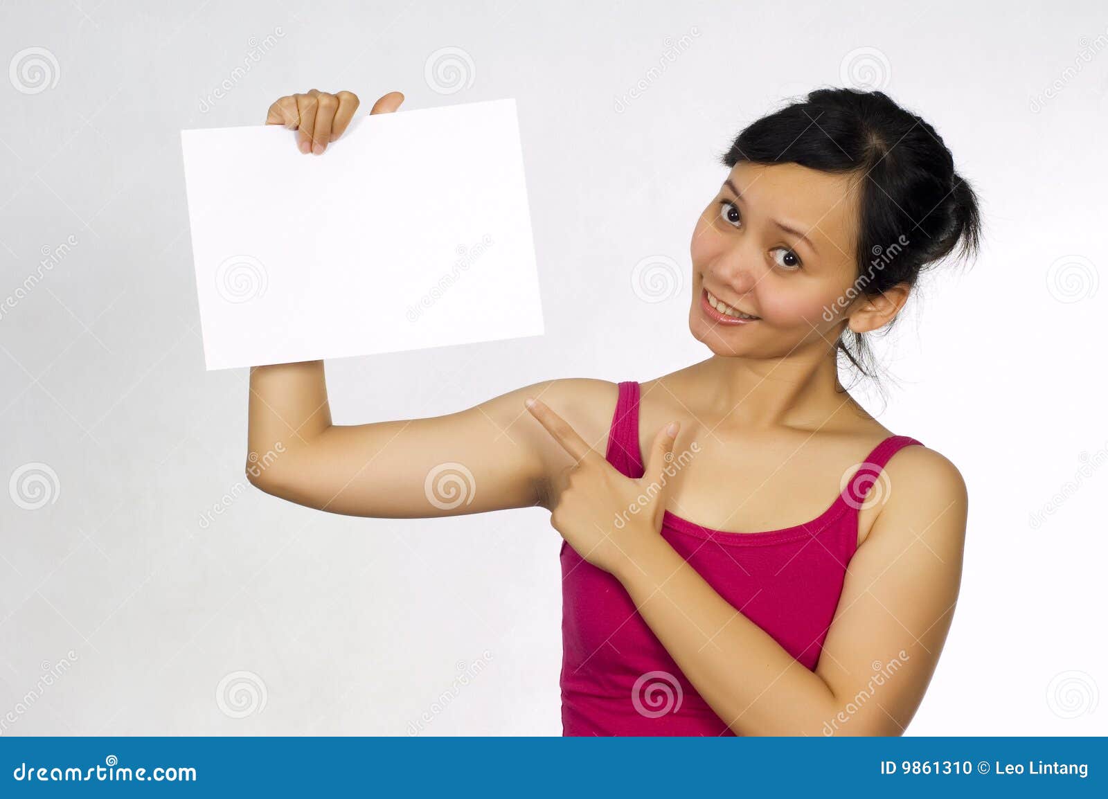 Beautiful Model Holding Blank Sign Stock Photo - Image of casual ...