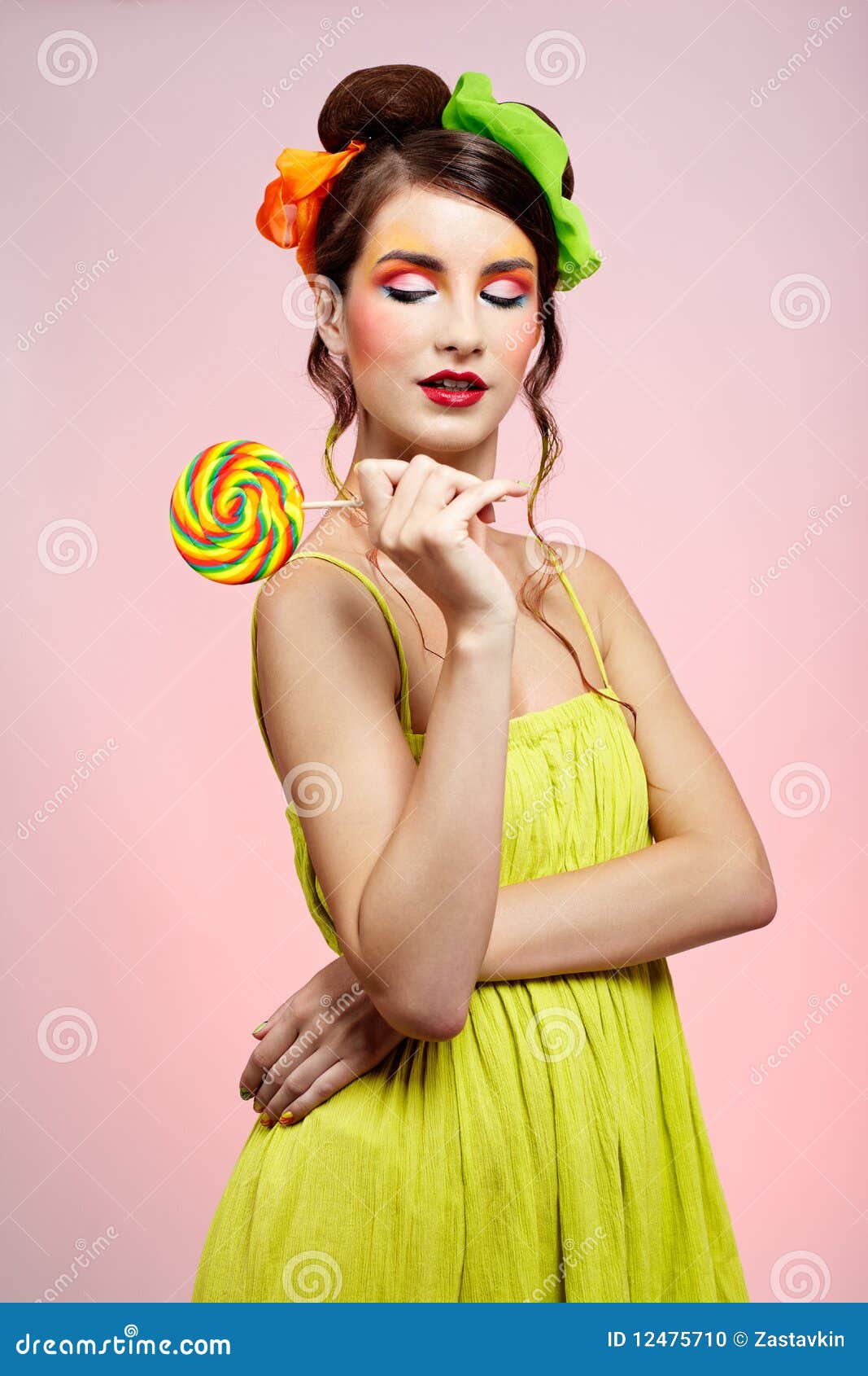 Beautiful Model with Lollipop Stock Photo - Image of hand, drop: 12475710