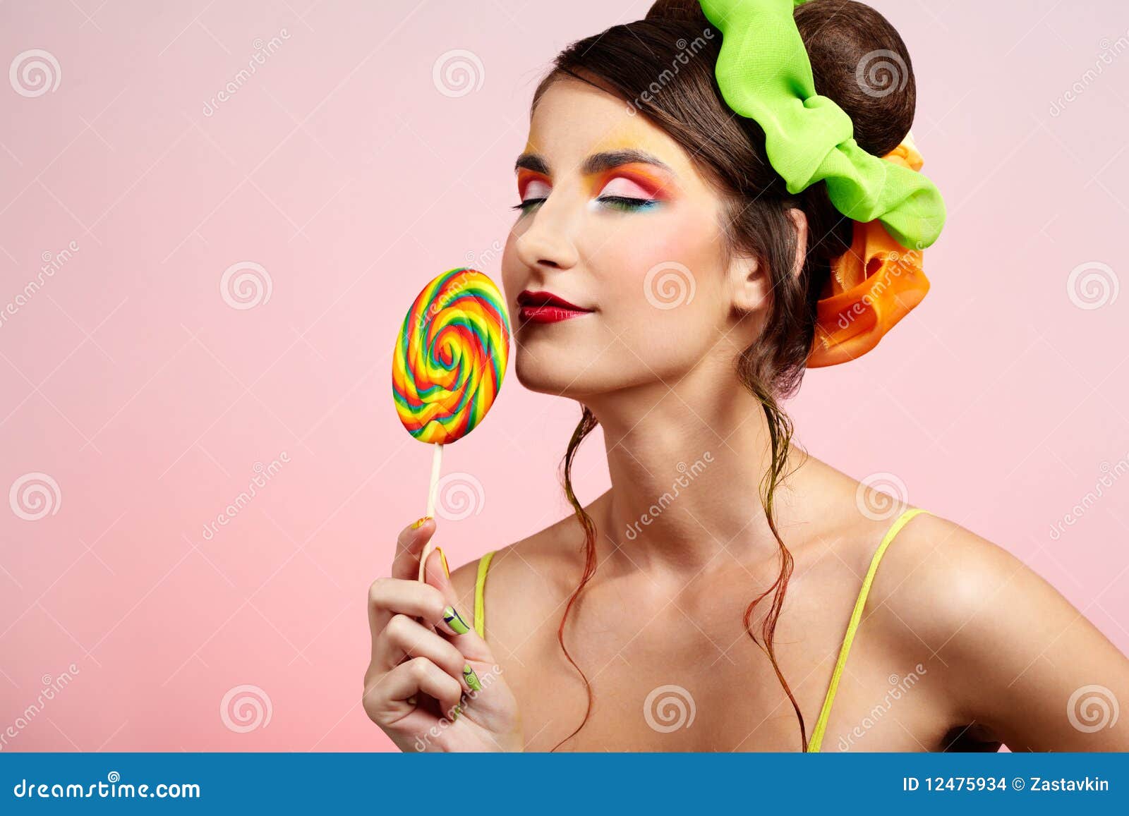 Beautiful Model with Lollipop Stock Photo - Image of fruit, fashion ...
