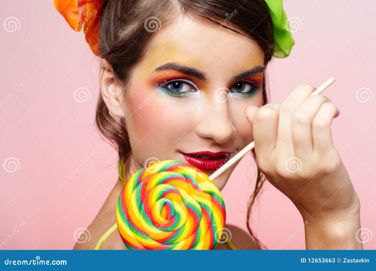 Beautiful Model with Lollipop Stock Image - Image of infantile ...
