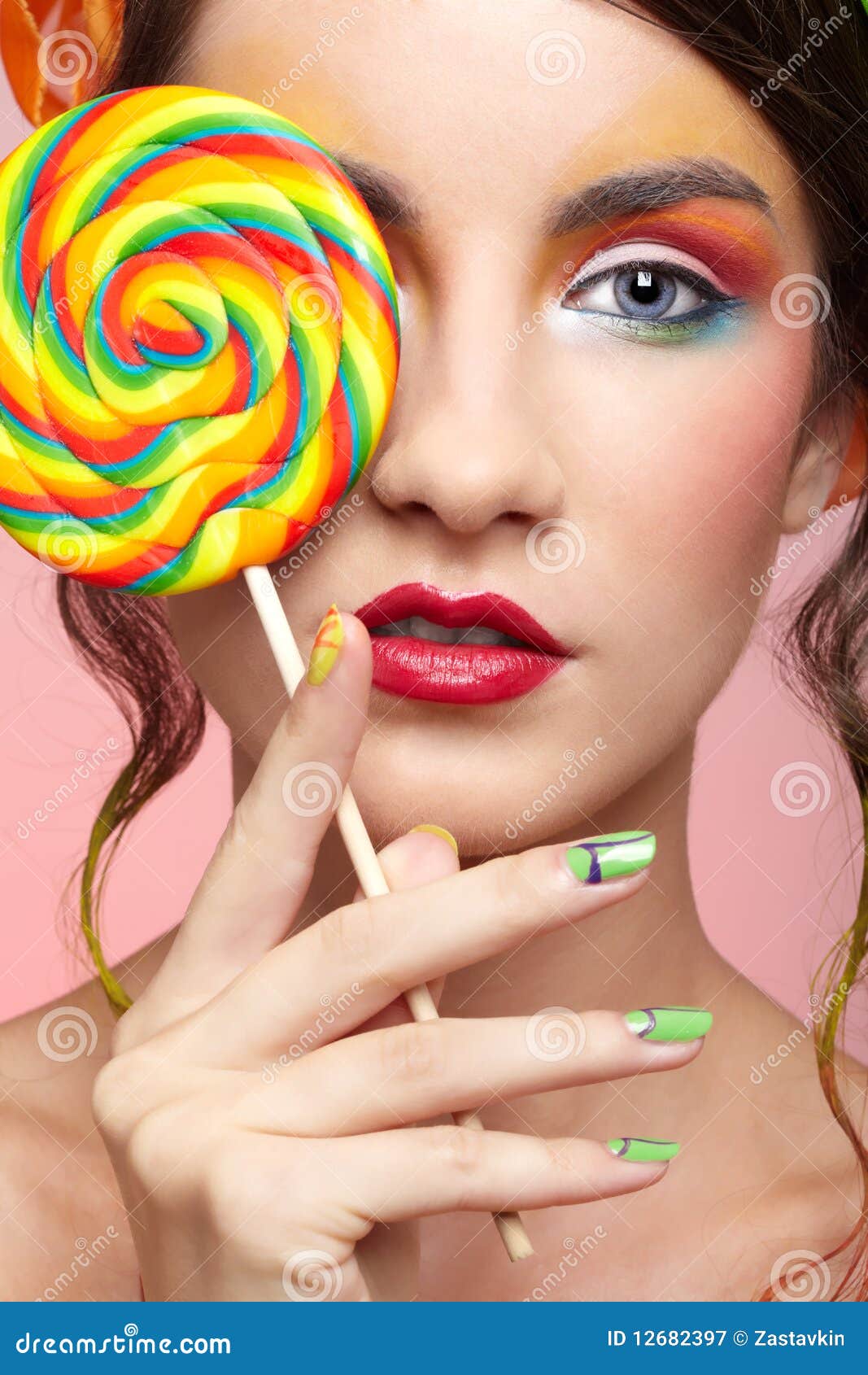 Beautiful Model with Lollipop Stock Image - Image of fashion, color ...