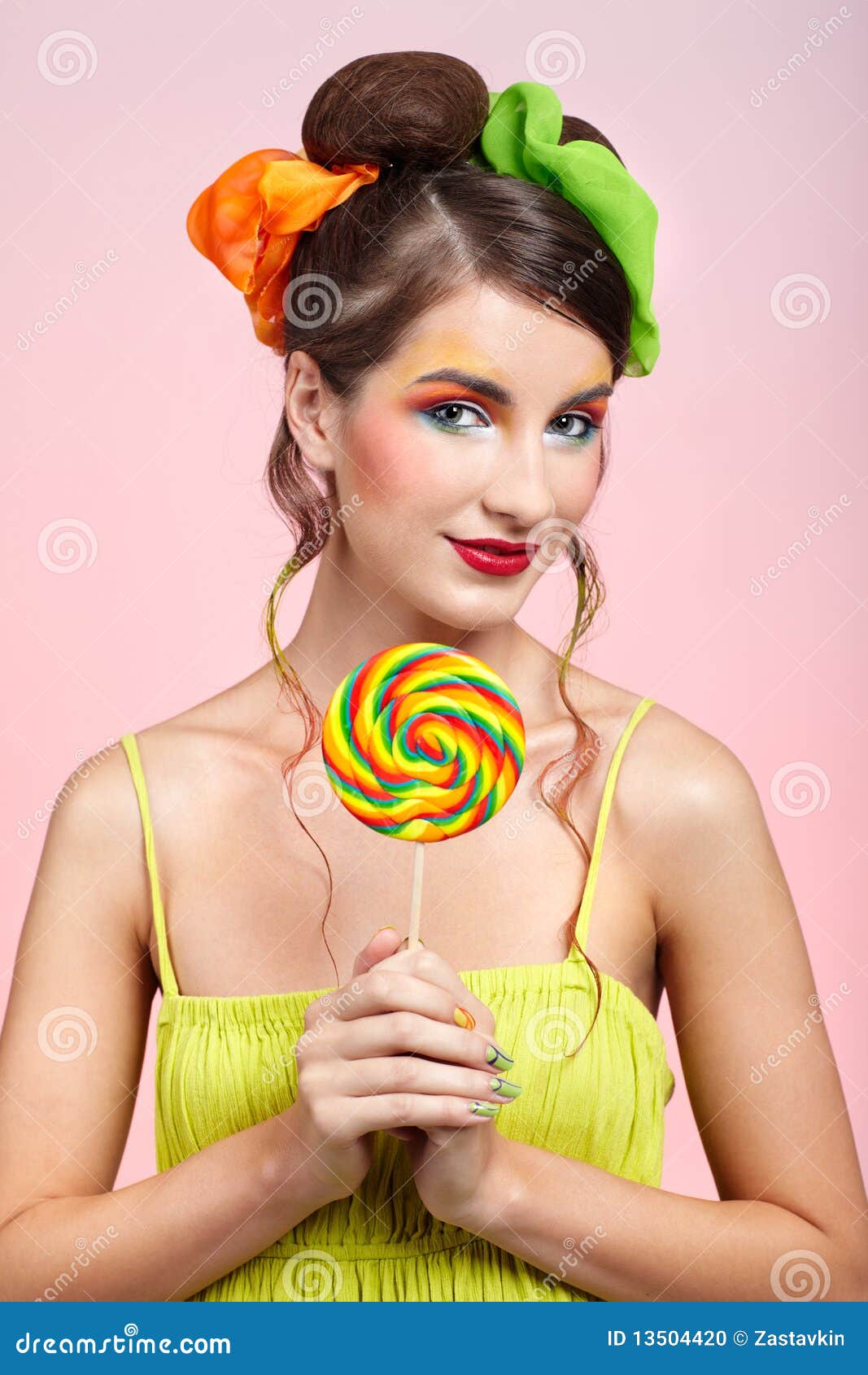 Beautiful Model with Lollipop Stock Photo - Image of lifestyle, green ...
