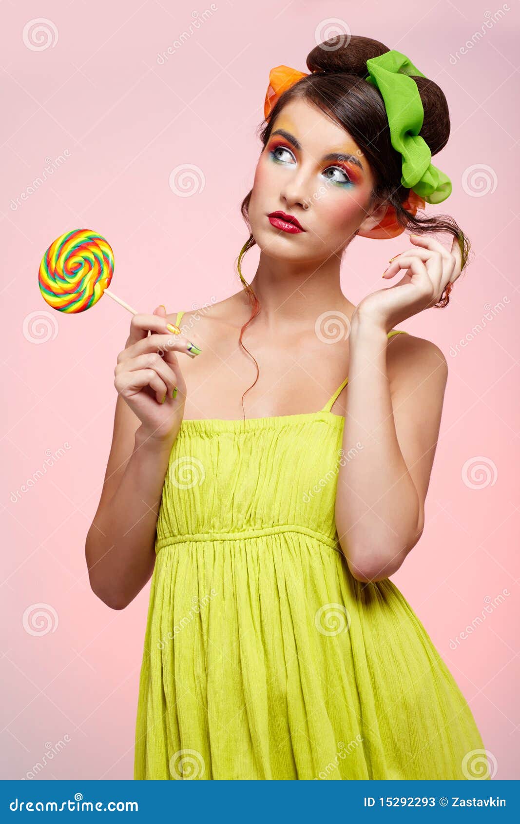 Beautiful Model with Lollipop Stock Image - Image of colorful, brown ...