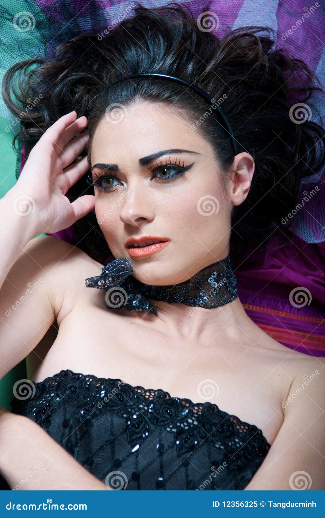 Beautiful Model Lying on Floor Stock Image - Image of portrait, floor ...