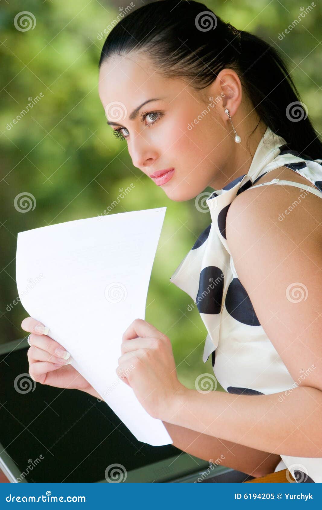 Beautiful Model with Paper Document Stock Image - Image of female ...