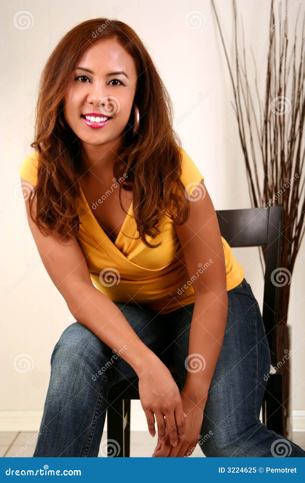 Beautiful Model Pose on Chair Stock Image - Image of dress, comfortable ...