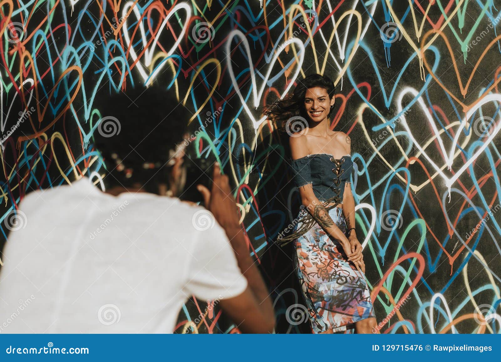 Beautiful Model Posing by a Wall Stock Photo - Image of happy, emotion ...