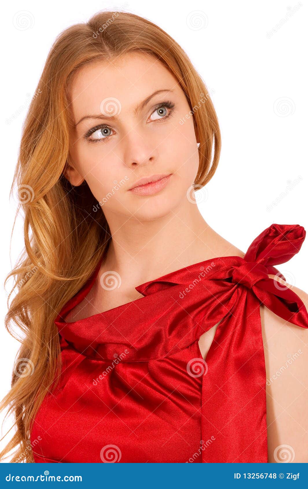 Beautiful Model in Red Dress Stock Photo - Image of blond, pose: 13256748