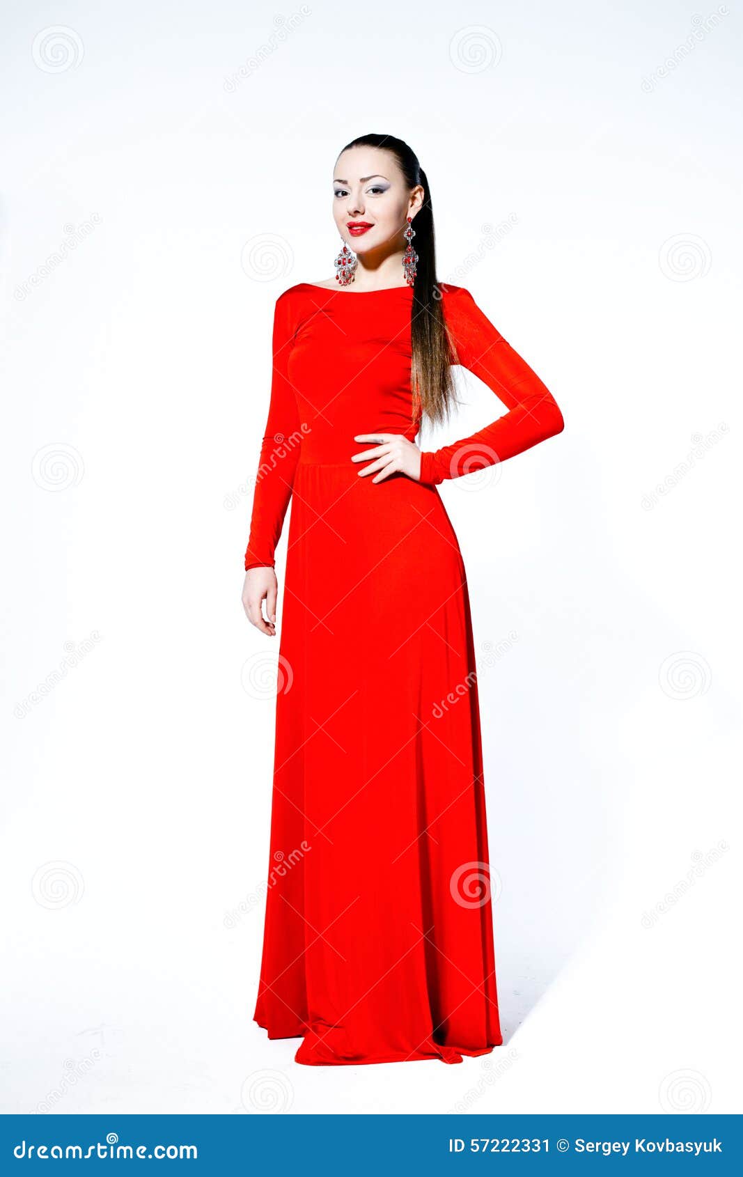 Beautiful Model in Red Dress Stock Image - Image of person, girl: 57222331