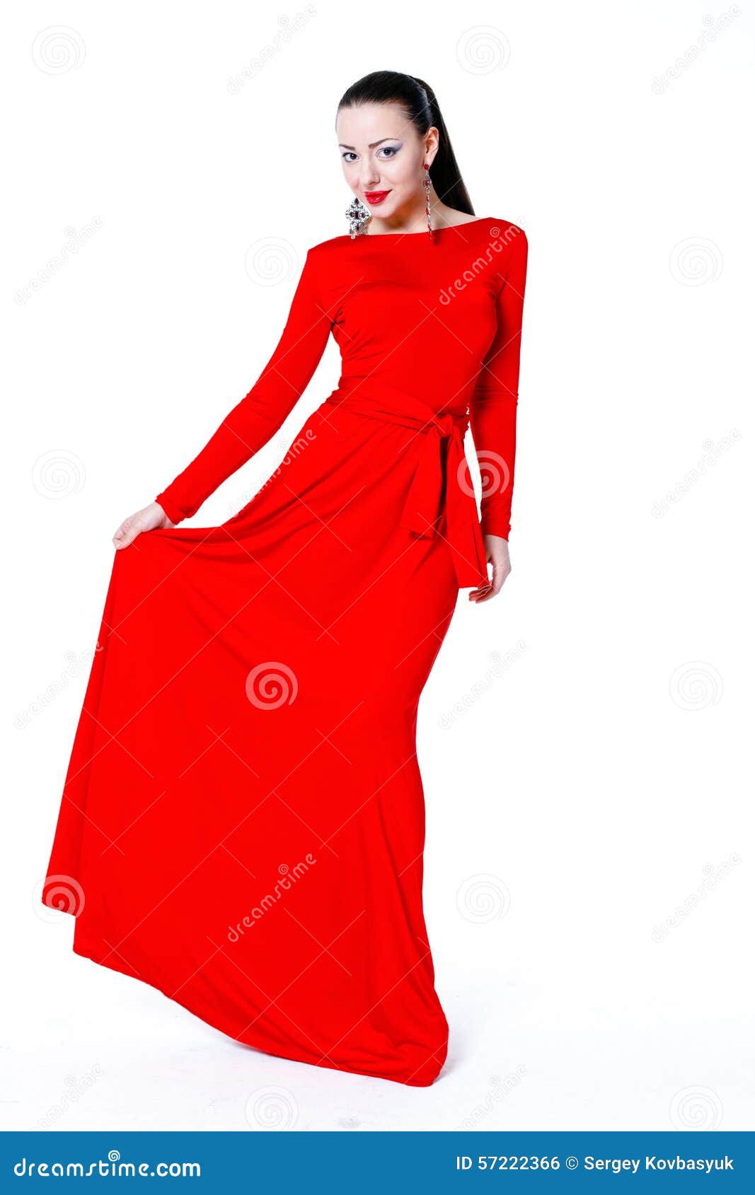 Beautiful Model in Red Dress Stock Photo - Image of beauty, caucasian ...