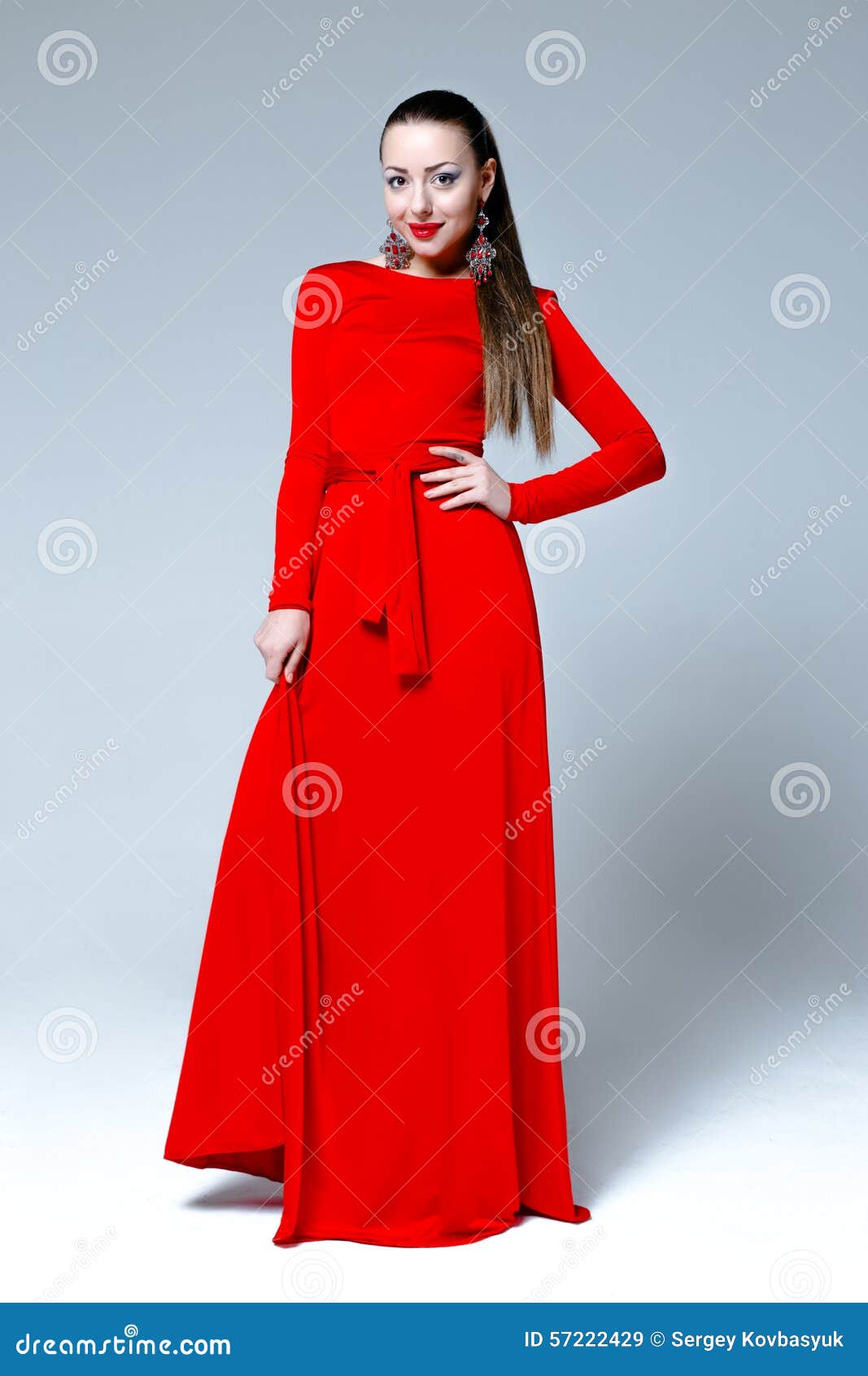 Beautiful Model in Red Dress Stock Image - Image of beauty, girl: 57222429
