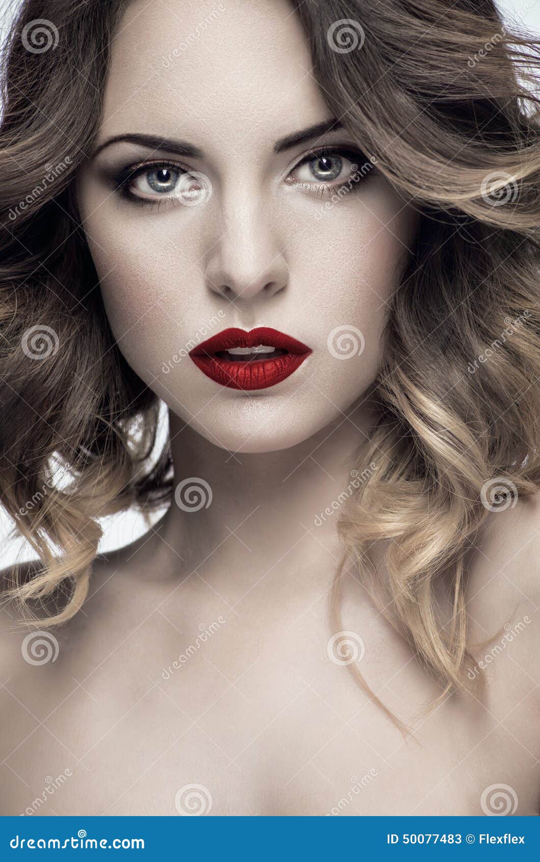 Beautiful Model with Red Lips Stock Image - Image of long, look: 50077483