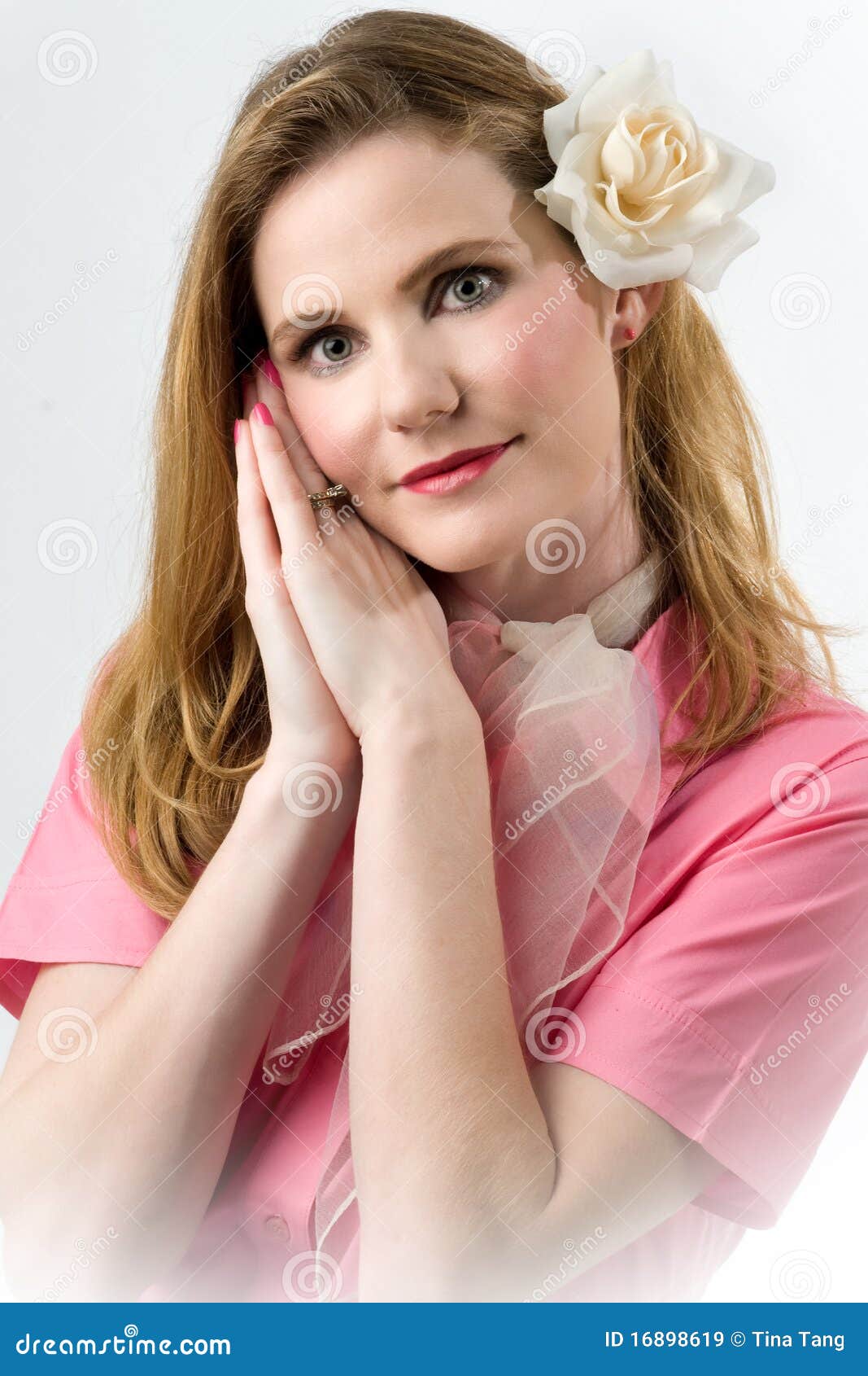 Beautiful Model with Rose in Hair Stock Image - Image of woman, rose ...