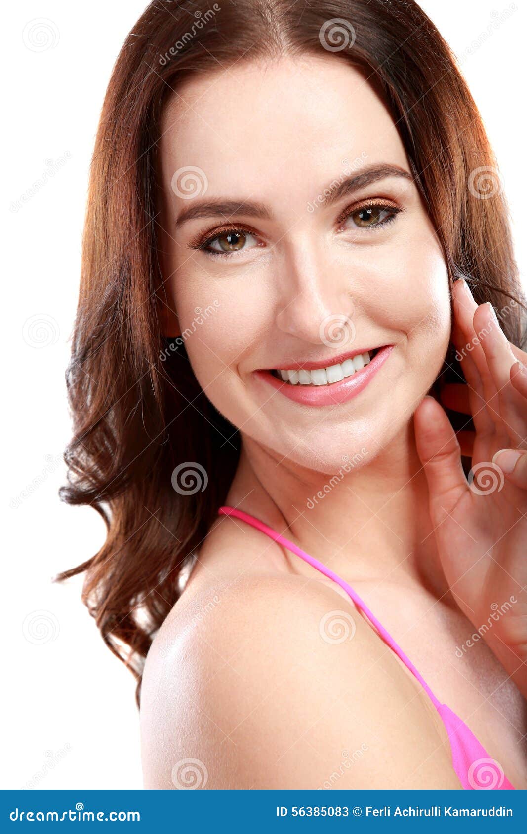 Beautiful Model Smiling with Natural Make Up Stock Image - Image of ...