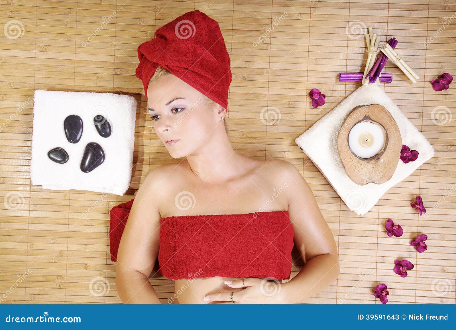 Beautiful Model at Wellness Massage with Hot Stone Stock Image - Image ...