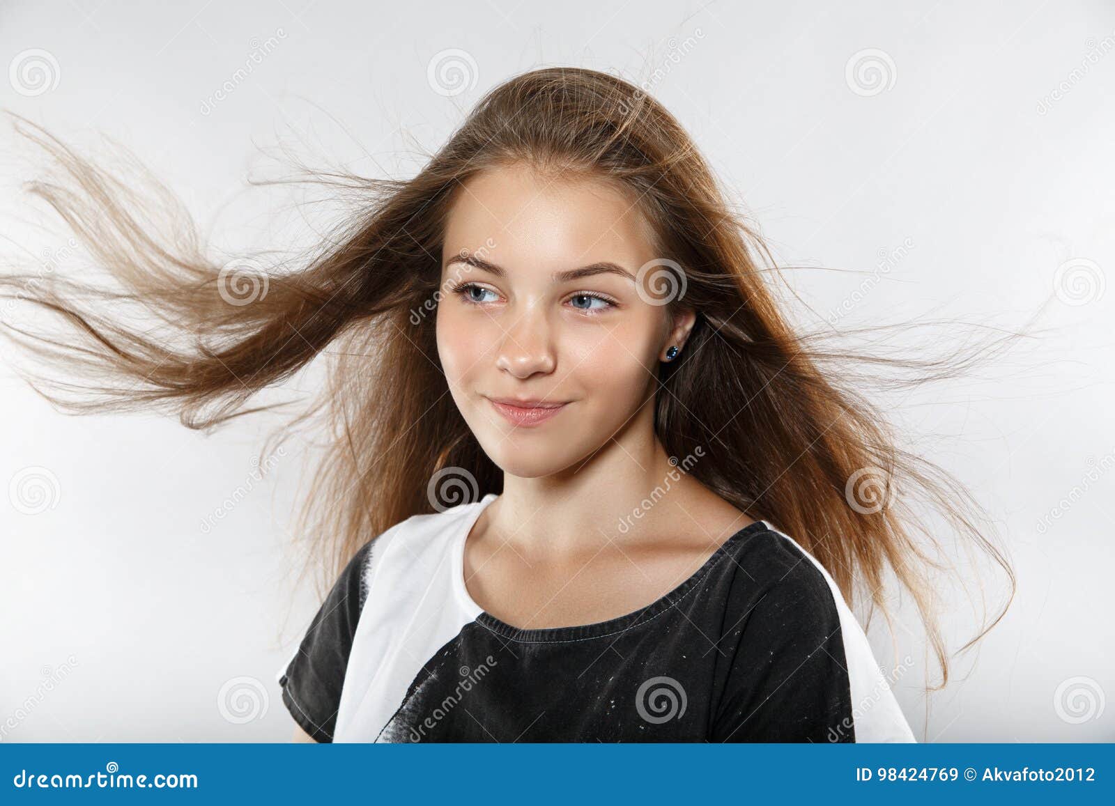 Beautiful Model with Windy Hair Stock Image - Image of emotions, model ...