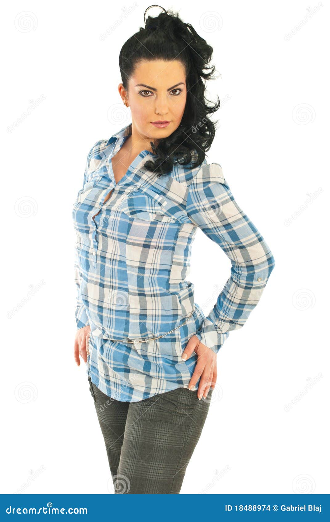 Beautiful Model Woman in Shirt Stock Photo - Image of elegance, black ...