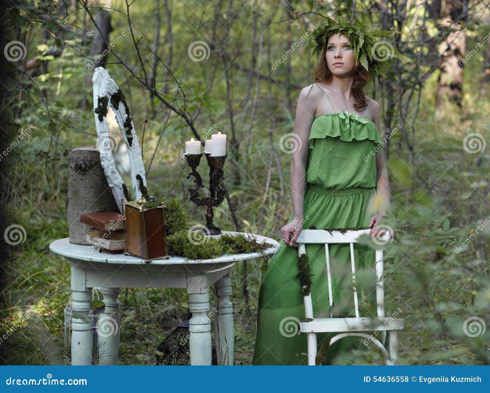 Beautiful Model in the Woods in a Vintage Scenery Stock Photo - Image ...