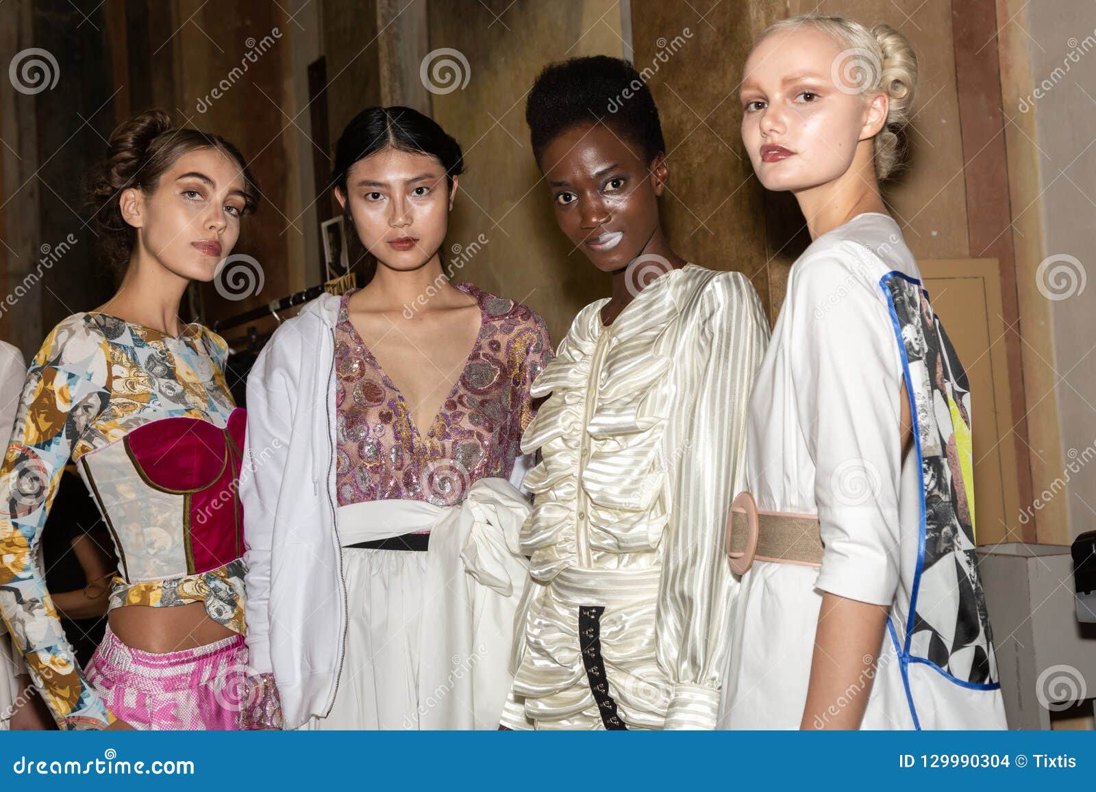 Beautiful Models Posing in the Backstage Editorial Stock Image - Image ...