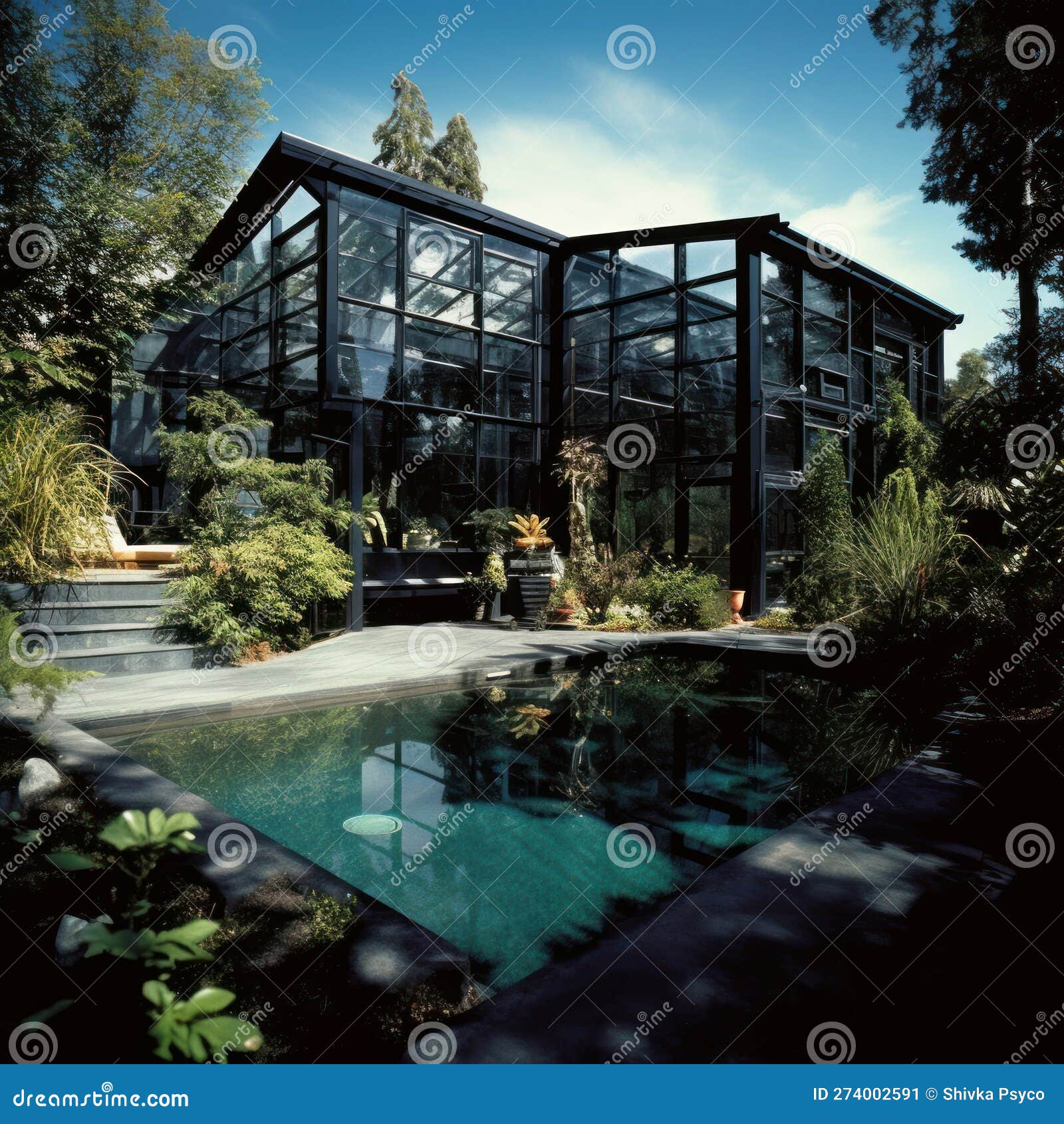 A Beautiful Modern Black Stone House Generative AI Stock Illustration ...