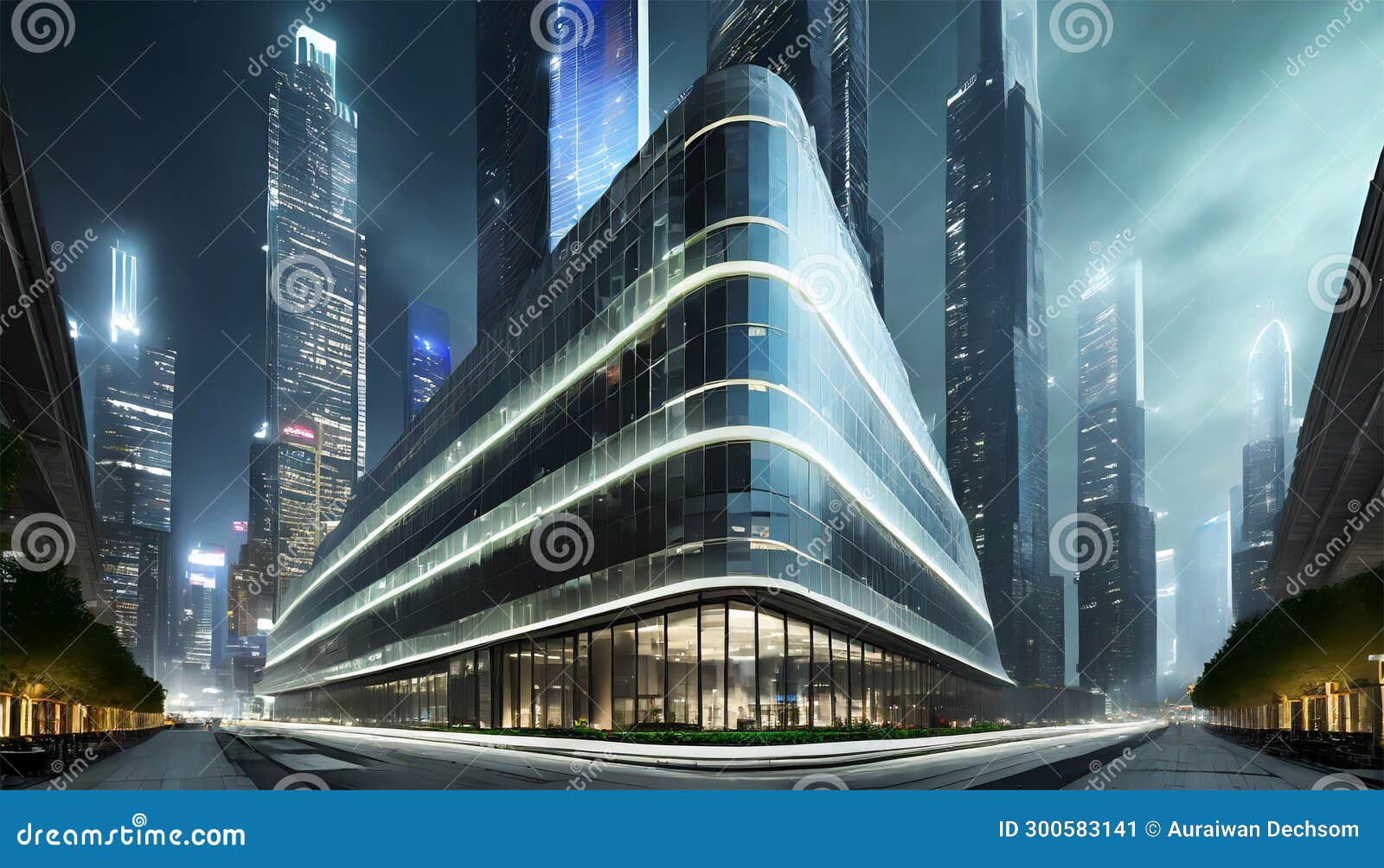 Beautiful Modern Building Background. AI Generated Stock Illustration ...