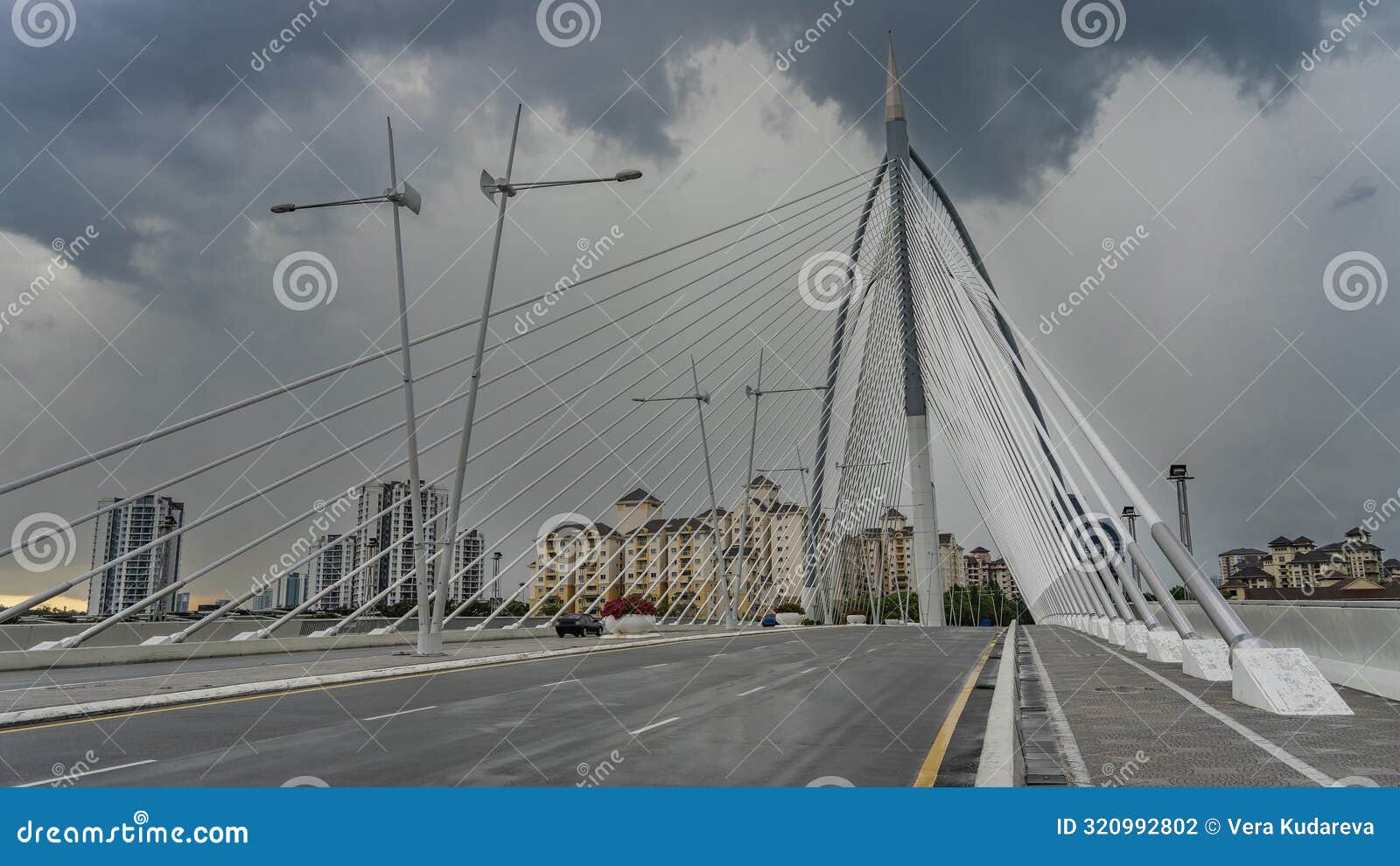 Beautiful Modern Cable-stayed Bridge. Stock Photo - Image of wawasan ...