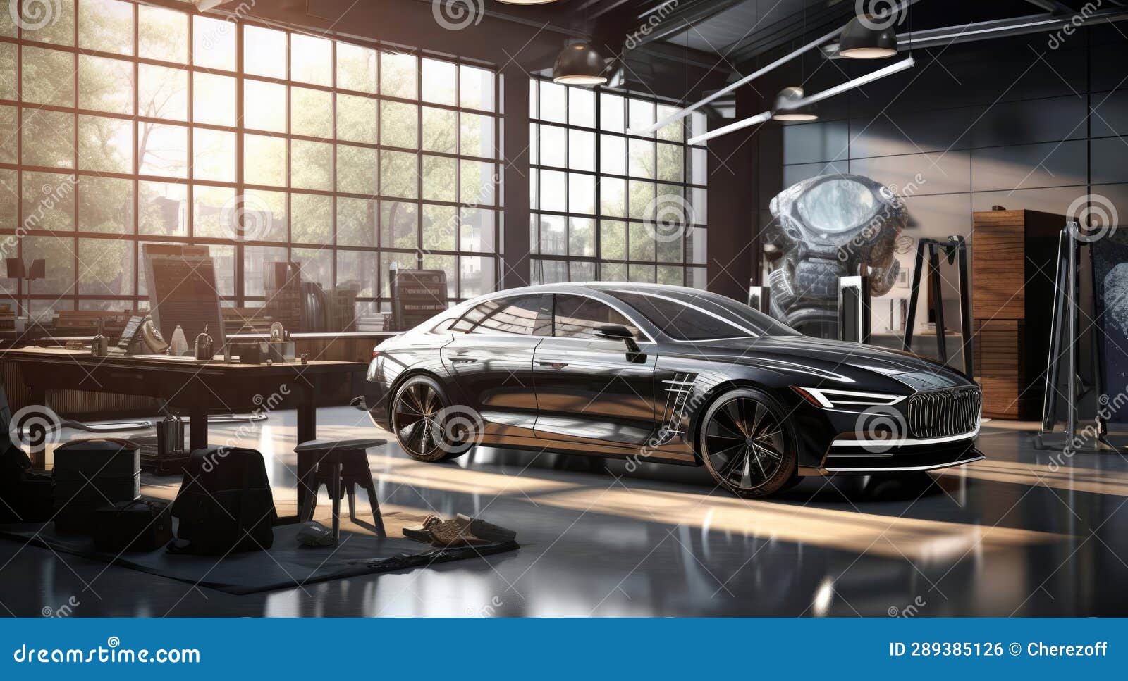 Beautiful Modern Car in the Interior Stock Photo - Image of transport ...