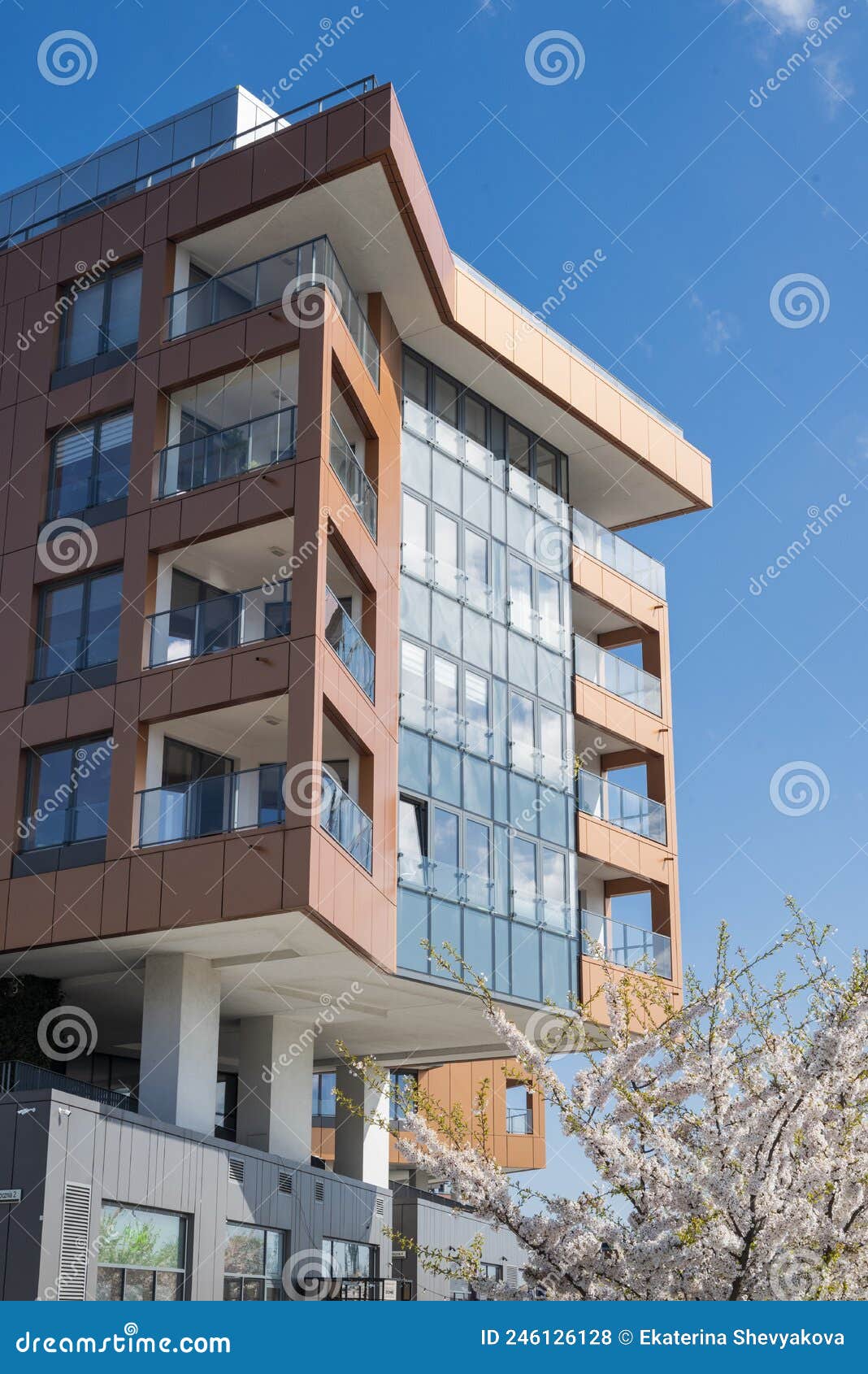 Beautiful Modern Design of a Residential Building with Windows Stock ...