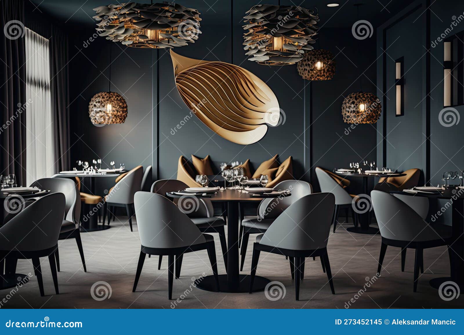 Modern Cafe Restaurant Interior Stock Illustration - Illustration of ...