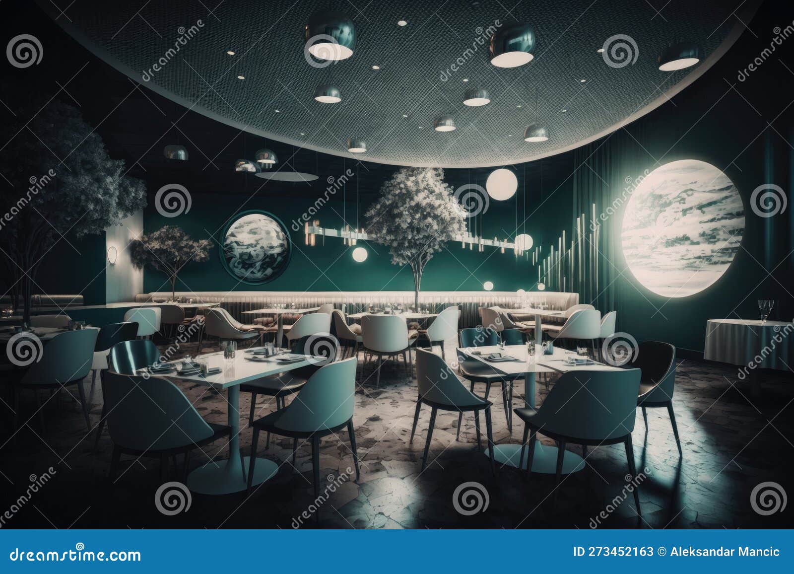 Modern Cafe Restaurant Interior Stock Illustration - Illustration of ...