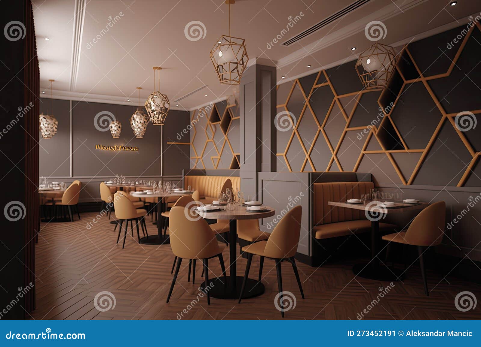 Modern Cafe Restaurant Interior Stock Illustration - Illustration of ...