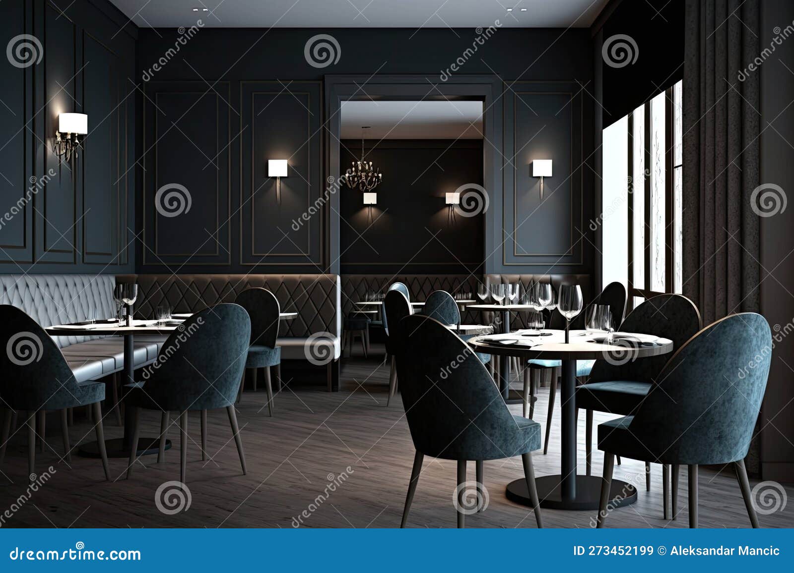 Modern Cafe Restaurant Interior Stock Illustration - Illustration of ...